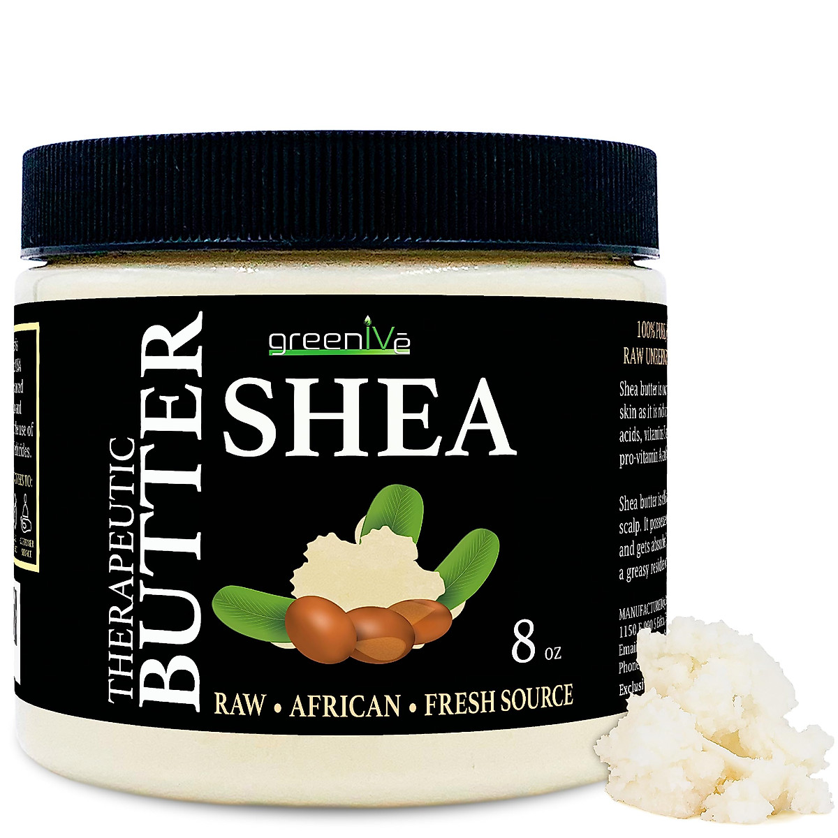 GreenIVe Shea Butter Raw 100% Pure Organically Grown Ivory Shea for Moisturizing or DIY Butters, Lotions, Soaps.