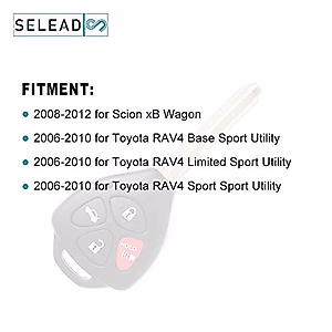 SELEAD Flip Key Fob 4 Buttons Keyless Entry Remote fit for 2006-2015 for Scion FR-S for Subaru BRZ for Toyota Avalon Camry Corolla RAV4 Antitheft Keyless Entry Systems HYQ12BBY 2pcs US Stock