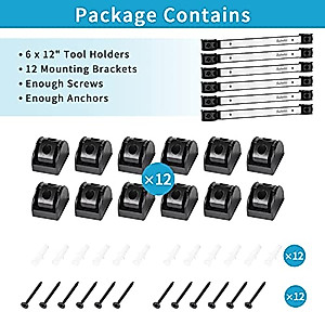 Rechabite 6 Pieces 12" Magnetic Tool Holder Strip, Stainless Steel Surface Tool Magnet Bar, Metal Tool Organizer Rack for Garage Organization, Easy To Install in Workshop, Mounting Screws Included