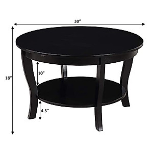 Convenience Concepts American Heritage Round Coffee Table, Black