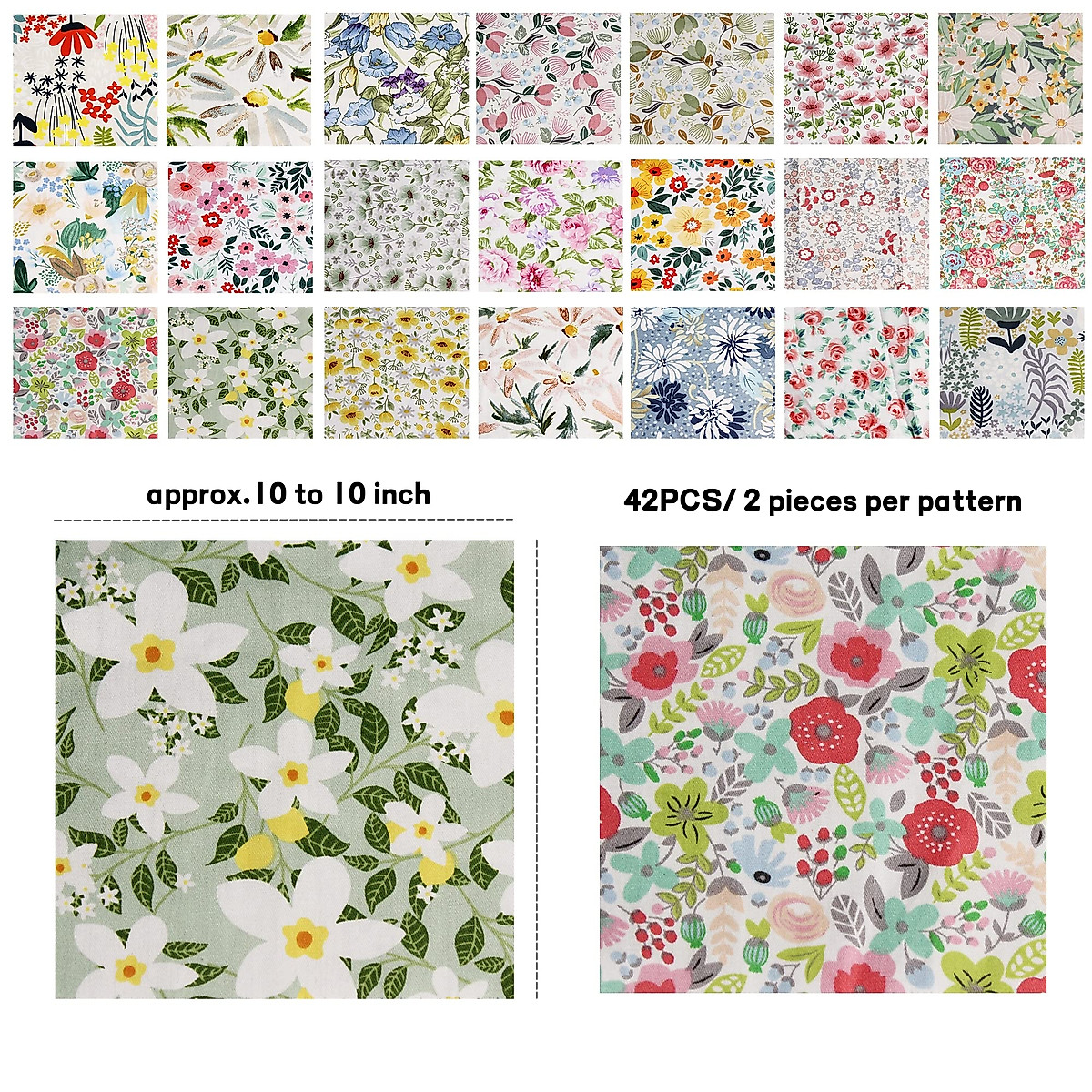 42-10" Precut Fabric Quilt Squares Layer Cake Fabric Bundles for Quilting Printed Floral for Sewing Fabric Squares …