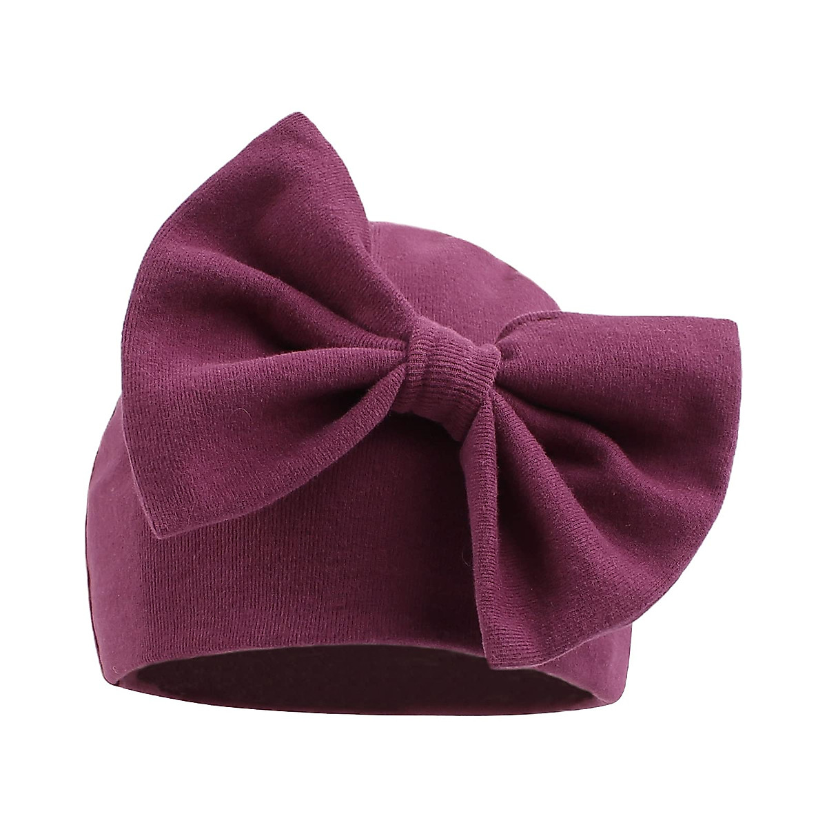 Newborn Baby Girl Hat Cotton Baby Bow Beanie Preemie Hats Spring Infant Hats for Girls 0-12 Months (Skin Pink+Deep Purple+White, 0-6 Months)