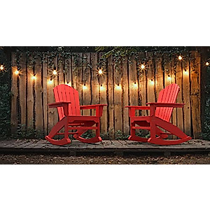 RESINTEAK Pacific Adirondack Rocking Chair, All Weather Resistant, Ergonomic Design and Comfort, 20 Inch Wide Seat, up to 350 lb Big and Tall Porch Rockers for Backyards, Firepit, Deck (Red)