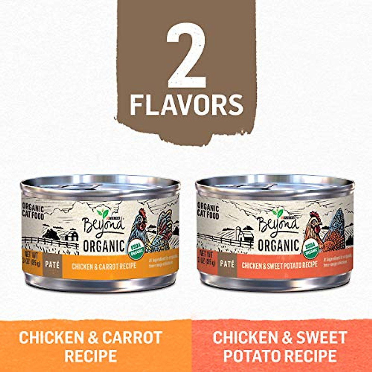 Beyond Purina Organic Pate Wet Cat Food Variety Pack, Organic Chicken Adult Recipes