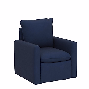 HomSof Swivel Barrel Chair, 360 Degree Modern Lounge Chair, Navy Velvet Accent Armchair for Living Room