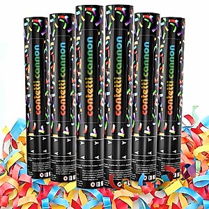 6 Pack Streamer Cannons Ribbon Poppers, Multicolor Streamers Ribbons, Party Poppers for Celebration, Birthday, Graduation, Wedding, New Years Eve (12inch)