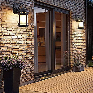 TEmkin Black Exquisite Outdoor Sconce Wall Lamp Waterproof Anti-Rust Wall Lighting Retro Creative Courtyard Wall Lights E27 Bulb Base for Patio Garden Courtyard