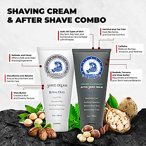 Bossman Silk Lotion Shaving Cream and Cooling After Shave Combo - Royal Oud - Travel Shave Cream and After Shave Balm for Men