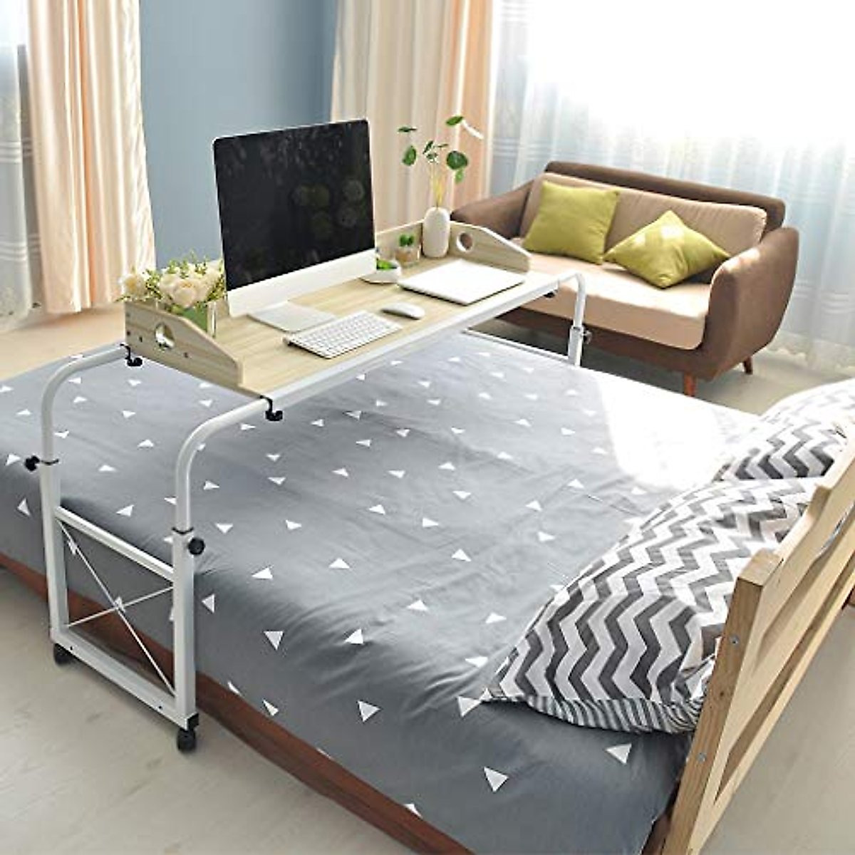 Computer Tables,Office Desk Workstation table writing Study Desk Space Saving Height Adjustable Overbed Table Laptop Cart Computer Table, Portable Computer Office Desk Multi-Function Home Laptop Table