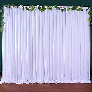 White Tulle Backdrop Curtain for Wedding Reception 10 ft X 7 ft White Curtains for Backdrop Drapes for Parties Baby Shower Birthday Party Bridal Photo Shoot Backdrop Decorations