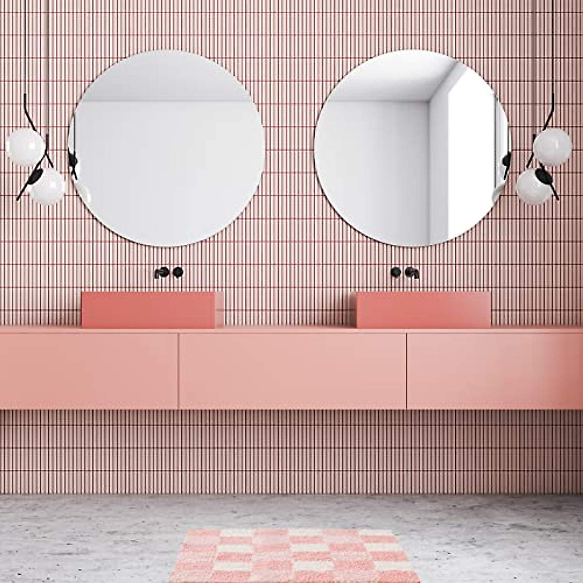 CozeCube Checkered Bath mats for Bathroom Non Slip, Fluffy Absorbent Microfiber Bath mat Washable, Aesthetic Bathroom Rugs, Cute Bath mat for Shower Sink, Blossom Pink, 24" x 16"