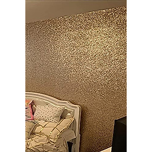 DHHOUSE Self Adhesive Champagne Gold Chunky Glitter Wallpaper, Sparkle Glitter Wallpaper for Wall (17.4in x 16.4ft, Champagne Gold)