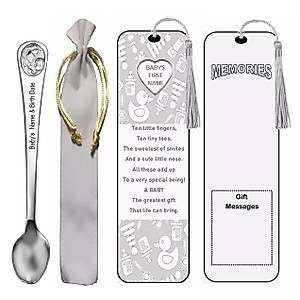 Personalized Baby Feeding Spoon | Custom Engraving Name & Birthdate | Keepsake Gift (Stainless Mother & Baby)