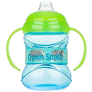 Custom Bottle Labels - 3 Pack - Silicone Bands for Baby Bottles, Kids Tumblers, and Water Flasks - Personalized Pre-Printed Name, Waterproof School and Daycare Drink Identifiers - Blue Elephants