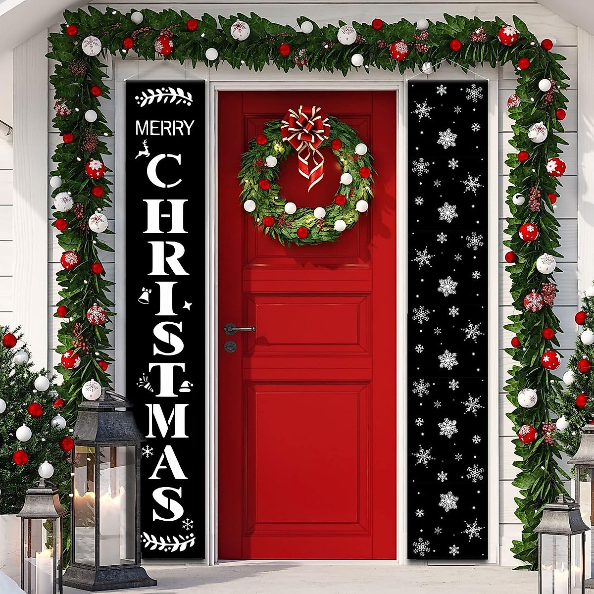 Large Christmas Stencils for Painting on Wood, Reusable Merry Christmas Stencils Porch Sign Stencils Xmas Holiday Stencils for Wood Sign Door Decor DIY Crafts