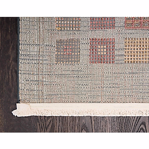 Unique Loom Fars Collection Modern Classic Geometric Tribal Inspired Design Area Rug, Rectangular 7' 1" x 10' 0", Light Blue/Navy Blue