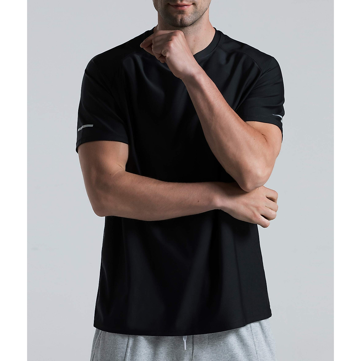 Men's Cooling Ice Silk Running Shirts Quick Dry Short Sleeve Athletic Gym T-Shirts UPF 50+ Outdoor Workout Tshirts Black