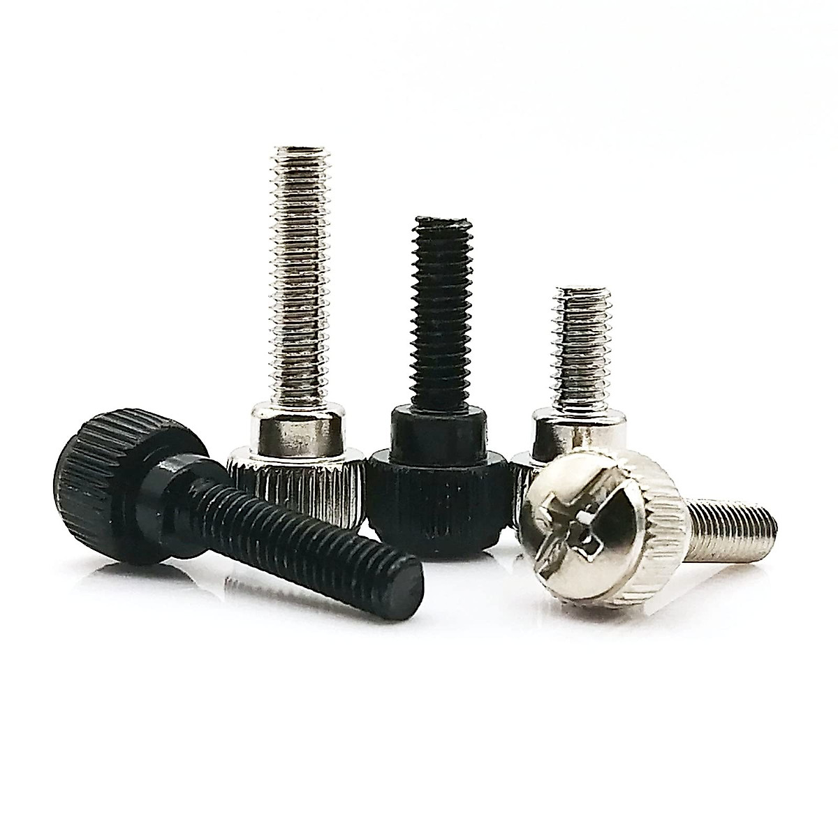 OUMIFA Screw 10pc M3 M4 Black Silver Steel Phillips Head Hand Tighten Thumbscrew Screw for Computer Case Cover Power Supply Wood Screw (Color : Silver, Size : M4x12mm)