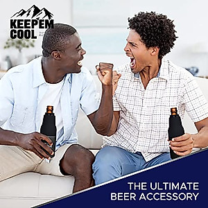 Keep em Cool Vacuum Insulated Beer Bottle & Can Cooler With Beer Opener- Double Walled, Stainless Steel Drink Cooler For Beers & Beverages- Easy To Hold For BBQs & Camping- Great Beer Gift (Grey)