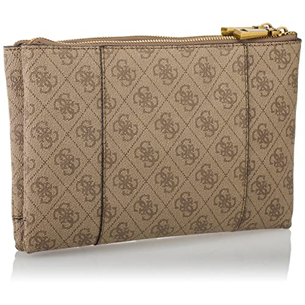 GUESS womens Noelle Double Zip Crossbody, Latte, one size US