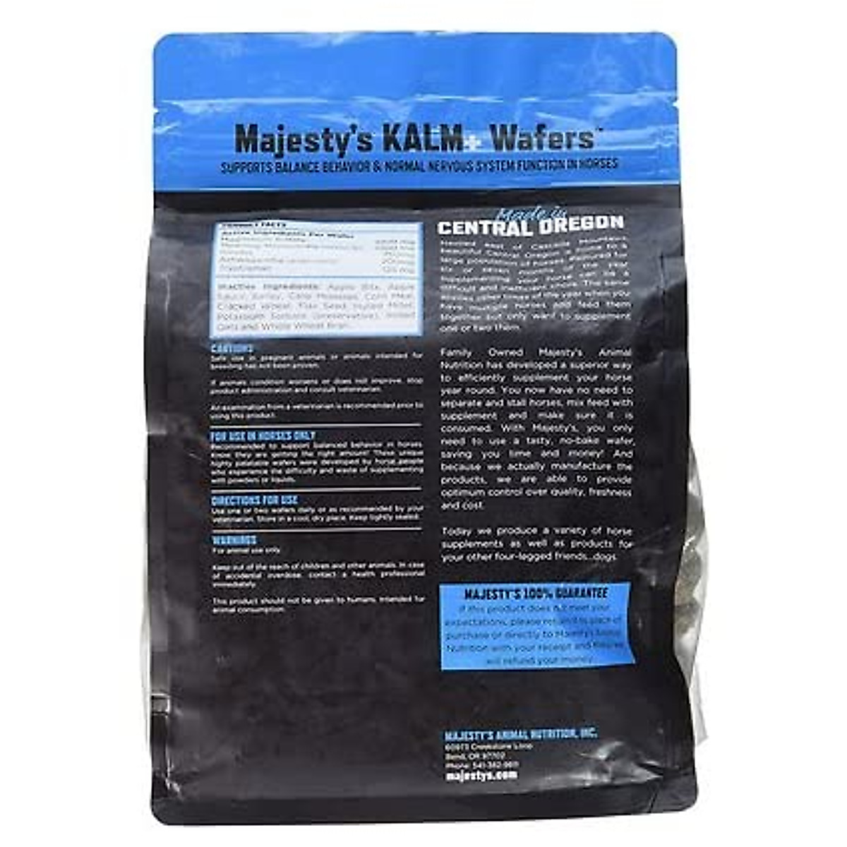 Majesty's Kalm Wafers - Supports Horse / Equine Balanced Behavior and Normal Nervous System Function - Tryptophan, Vitamin B1, Winter Cherry, Inositol - 30 Count (1 Month Supply)