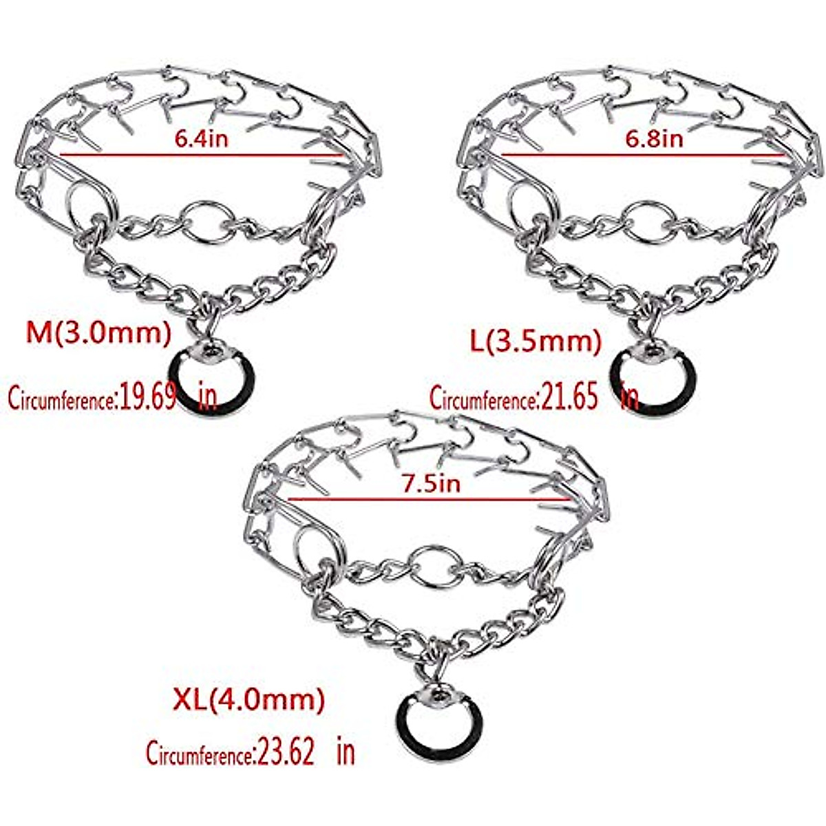 Darkyazi Durable Pinch Collar Stainless Steel Dog Adjustable Pet Training Collar for Medium Large Dogs (Large (Pack of 1), Silver)