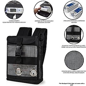 O2TOTES USA Backpack Custom Fit For Inogen One G4, Inogen Rove 4, OxyGo Fit; Ultra Lightweight, Mesh Panels, Zippered Bottom