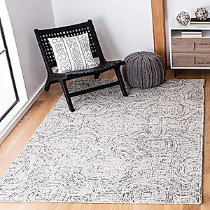 SAFAVIEH Aspen Collection Area Rug - 6' x 9', Grey & Beige, Handmade Boho Wool, Ideal for High Traffic Areas in Living Room, Bedroom (APN286F)