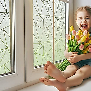 Beautysaid Window Privacy Film Frosted Glass Window Stickers: Bathroom Frosting Sun Blocking Static Cling Non-Adhesive Vinyl Removable Decorations Covers for Home Office 17.5x78.7inch