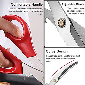 Korean Barbecue Scissors Clip and BBQ Tongs Set for Cooking 3PCS Multifunctional Korean BBQ Tool Set Ultra Sharp Kitchen Shears Silicone BBQ Pastry Oil Brush(Red)