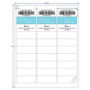 Methdic Address Labels 1" x 2-5/8" 900 Labels Sticker Paper for Laser/Ink Jet Printer Mailing Labels 8.5"×11" White 30 per Sheet