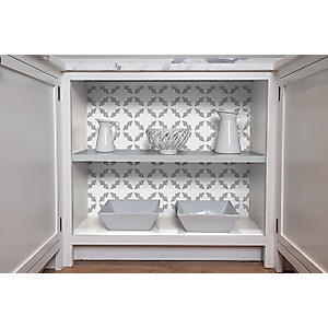 GloryTik 17.3" x 78.7"Gray and White Contact Paper Self Adhesive Removable Shelf Liner Peel and Stick Embossing Shelf Liners for Kitchen Cabinets Drawer