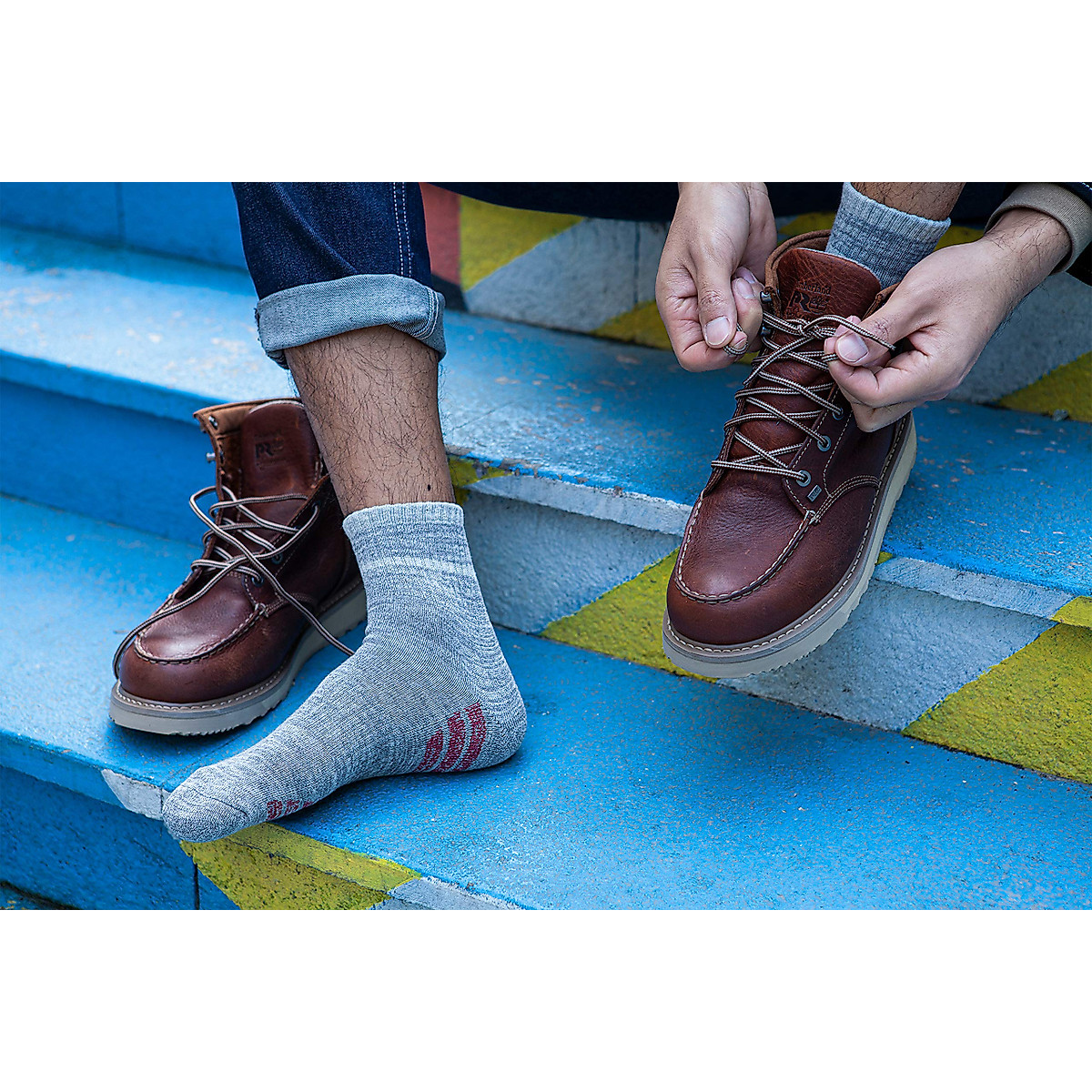 u&i Men's Performance Cushion Cotton Athletic Quarter Crew Socks