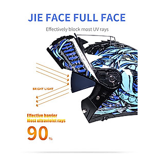 DOT Certified Cool Modular Motorcycle Full Face Helmets with Dual Visor, Adults Men Women Flip up Motorbike Cool Girls Helmet for Street Dirt Bike ATV Motocross Racing Protection Helmet -G-XXXL