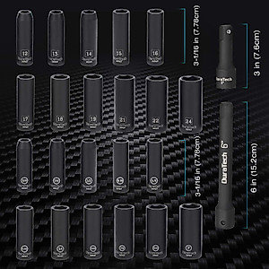 WORKPRO 1/2" Drive Air Impact Wrench and 24-Piece Impact Socket Set