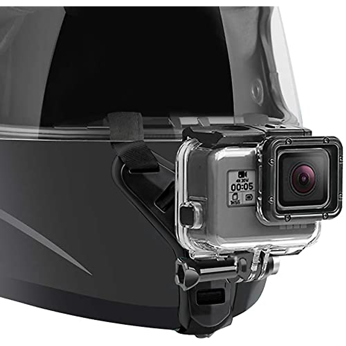 Lupholue Motorcycle Helmet Chin Strap Mount Compatible with GoPro Hero 11, 10, 9, 8, 7, (2018), 6 5 4 3, Hero Black, Session, Xiaomi Yi, SJCAM （Black）