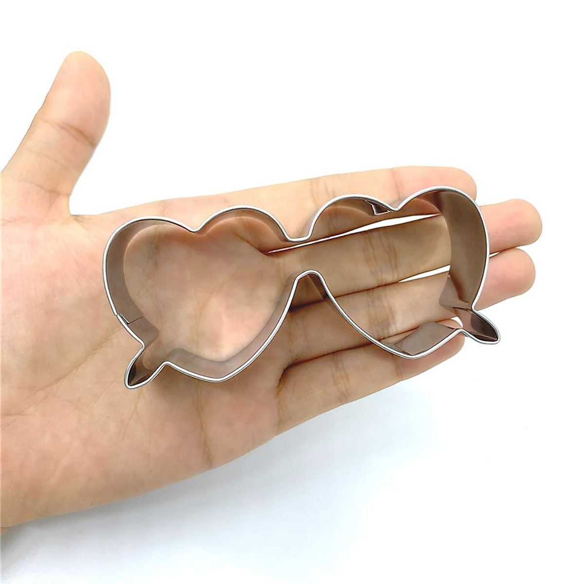 LILIAO Heart Shape Sunglasses Cookie Cutter Summer Beach Fondant Biscuit Cutter - 3.6 x 1.6 inches - Stainless Steel