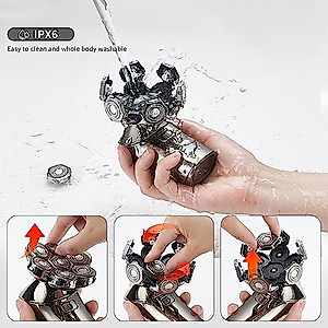 UPTARD Electric Head Shavers for Men, Bald Razor Men,Head Shaver with Nose Hair Sideburns Trimmer, LED,Travle Lock (Silver) 7.17×4.2×4.41 (HT1699)