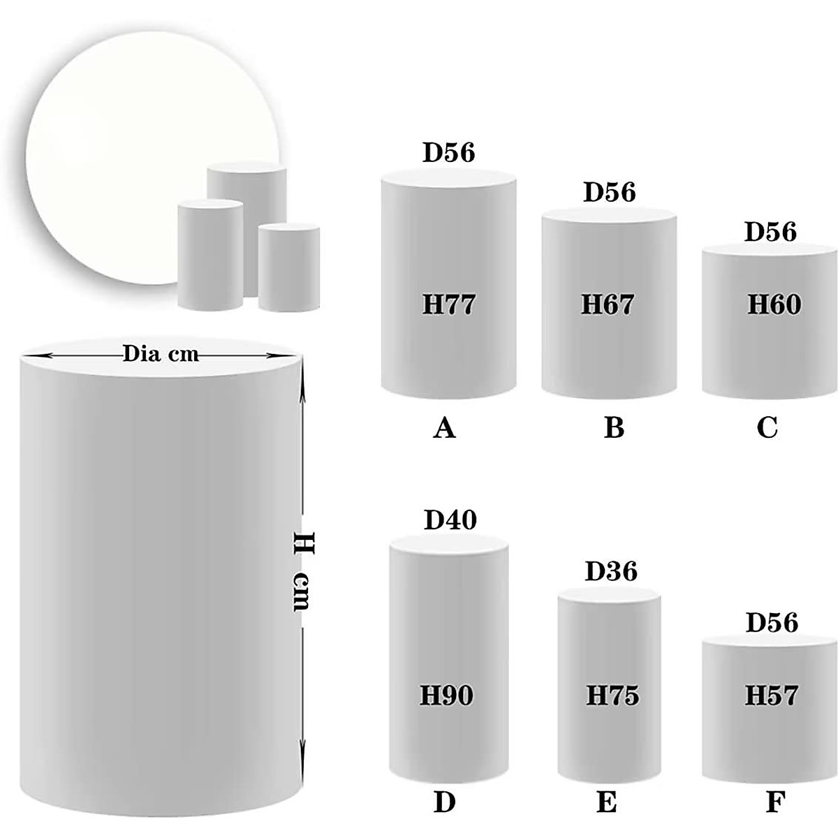 Iydamc Sky Blue Stripes Round Pedestal Covers for Birthday Party Wedding Baby Shower Bridal Shower Decoration,Plinth Cylinder Cover with Elastic Band za155 Dia40 H90