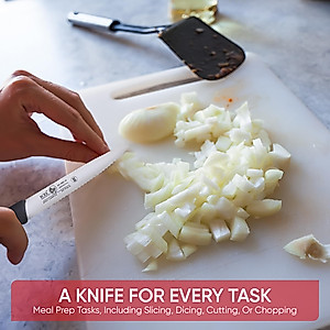 ICEL Serrated Paring Knives – Stainless Steel Kitchen Paring Knives – Small Kitchen Knives for Meal Prep – 4-inch Blade Sharp Paring Knives, White handle.