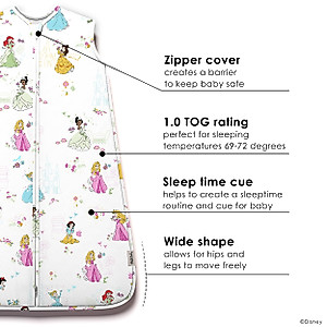 Milk Snob Disney Princess Baby Sleeping Sack for 6-18 Months, Sleeveless Sleep Bag Wearable Zip Up Blanket for Girl, Infant Shower and Registry Gifts
