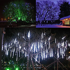 Rain Drop Lights,30cm 8 Tubes 144 LED(11.8 inch/Tube) Icicle Snow Falling Raindrop Lights for Wedding Party Holiday Xmas Halloween Home Garden Tree Decoration (White)