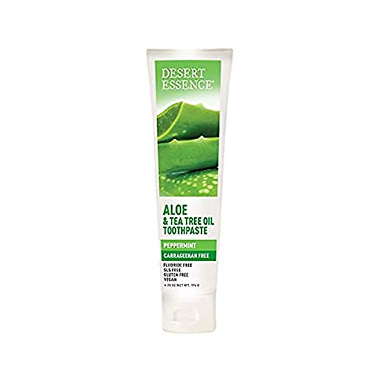 Desert Essence Aloe & Tea Tree Oil Toothpaste - Peppermint - 6.25 Oz - Ideal For Sensitive Teeth & Gums - Complete Oral Care - Aloe - Tea Tree Oil - Baking Soda - Refreshes Breathe - Carrageenan Free