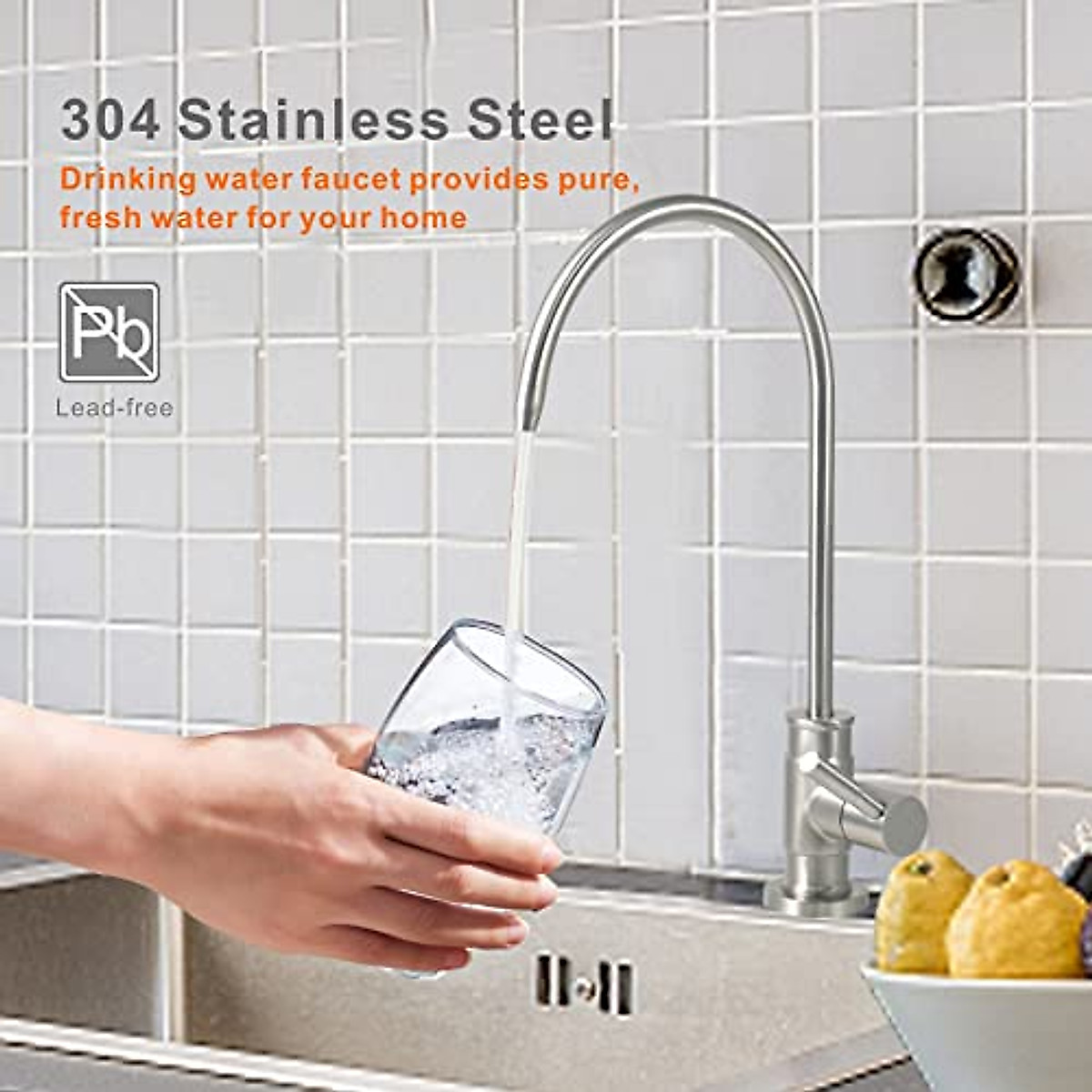 Drinking Water Faucet Brushed Nickel,Wellup Reverse Osmosis Faucet for Non Air Gap RO Water Filtration System, Lead-Free Stainless Steel Kitchen Water Filter RO Faucet for Kitchen Bar Sink…