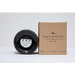 Wax and Wick 12oz. Pure Soy Wax Scented Candle with Double Wood Wick - Black, Mulled Cider Scent - Notes of Apple, Nutmeg, Vanilla, & Caramel