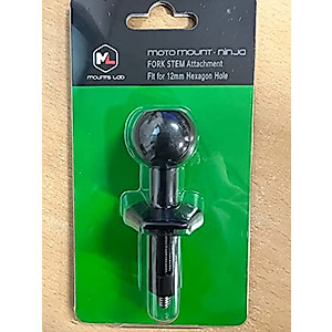Mounts Lab MotoMount Ninja- Kawasaki Ninja Motorcycle for 12mm Hexagon Hole Mount/Fork stem Base Mount with 1inch(25mm) Ball- Compatible with Phone/Camera/GPS Mount(Adapter), black (ML-Ninja01)