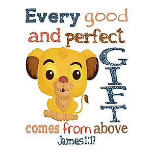 Nala Lion King Christian Bible Verses Quotes Nursery Kids Room Unframed Print - Every Good and Perfect Gift Comes From Above - James 1:17