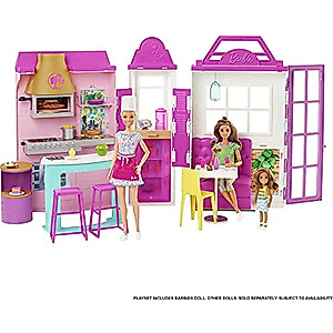 Barbie Doll & Playset, Cook 'n Grill Restaurant with Pizza Oven & 30+ Pieces Including Furniture & Kitchen Accessories