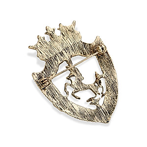 YYBONNIE Vintage Golden Tone Queen Crown Pin Brooch Crystal Horse Racing Chapter Badge