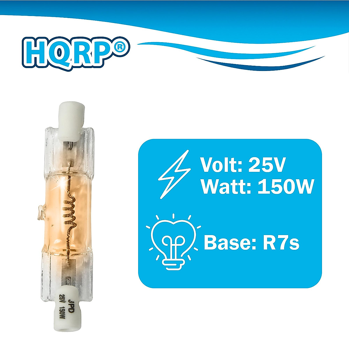 HQRP 2-Pack R7s Base Light Bulb 150W 25V Dental Halogen Lamp Compatible with Pelton & Crane LF+ LF-3 LF-2 LF1 LF 2470 Light Fantastic 1 I 2 II 3 III 6520000000158